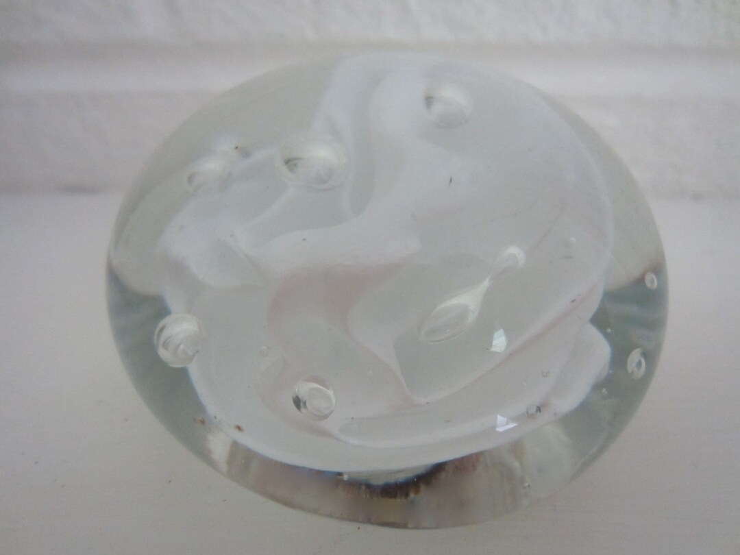 White Handmade Glass Paperweight Finland - Etsy