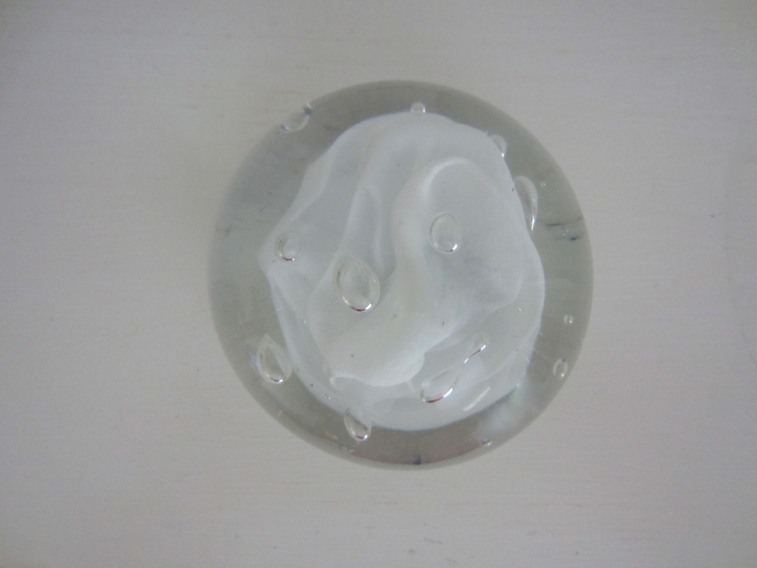 White Handmade Glass Paperweight Finland | Etsy