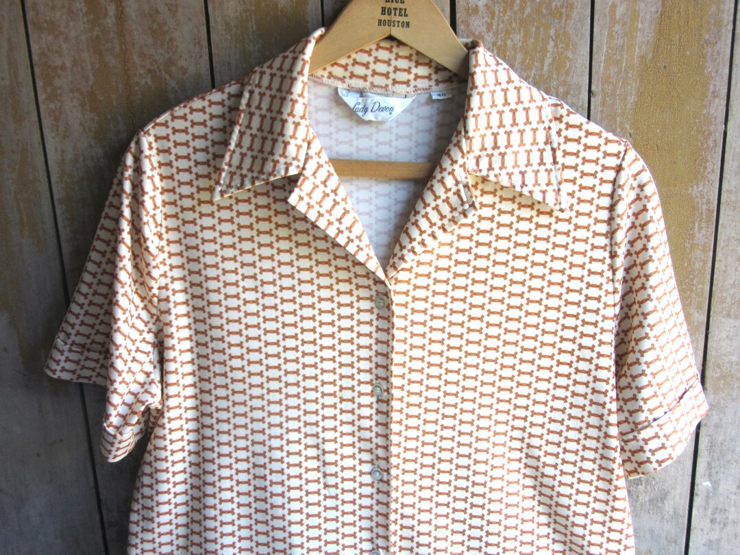 Vintage Lady Devon Polyester Short-sleeve Shirt, Blouse, Candy Wrapper ...