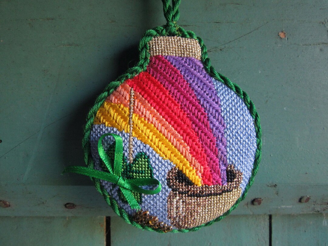 Vintage Needlepoint Irish Pot of Gold Ornament, Shamrock, Irish ...