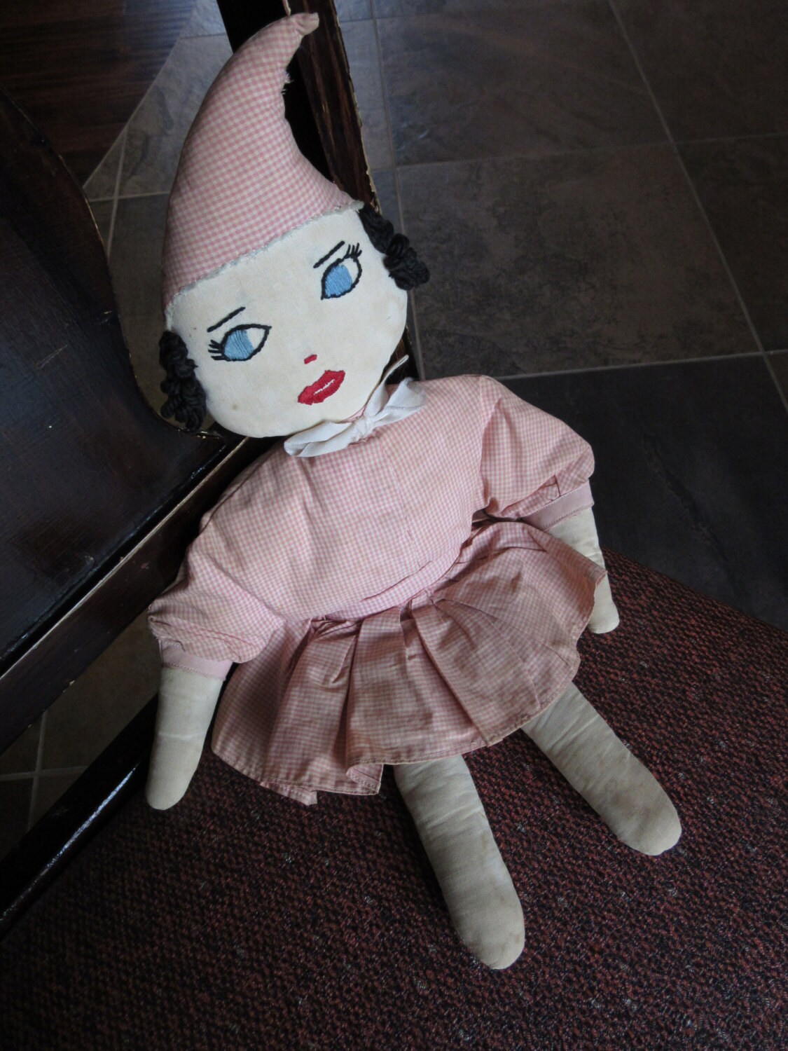 Vintage Homemade Cloth Doll Pink Fabric Doll Handmade Doll - Etsy