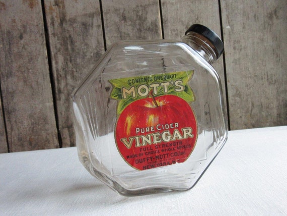 Rare Antique Motts Octagonal Glass Jar Bottle W/ Metal Lid | Etsy