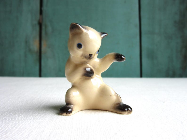 Vintage Boxing Siamese Cat, Ceramic Porcelain Boxing Siamese Cat ...