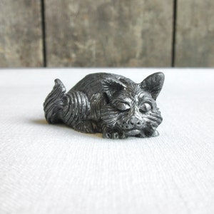 Curmudgeonly Pewter Cat Figurine, Pewter Tabby Cat Figurine, Miniature ...