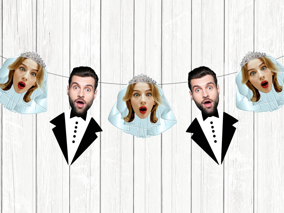 Custom Bride and Groom Banner With Face, Engagement Party Decor ...