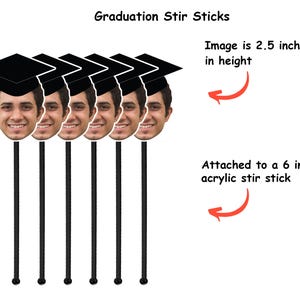 Custom Graduation Face Drink Stirrers, Graduation Party Decor, 2025 ...