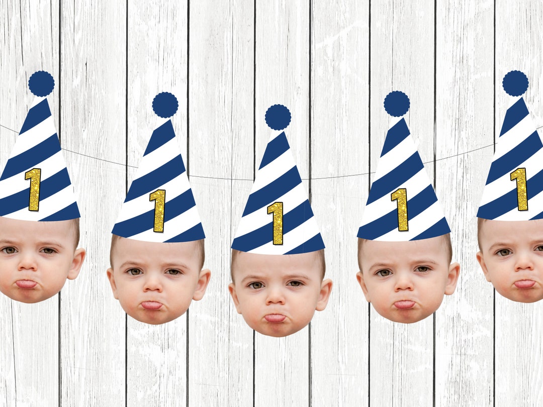 Personalized First Birthday Banner With Face, 1st Birthday Face Banner ...