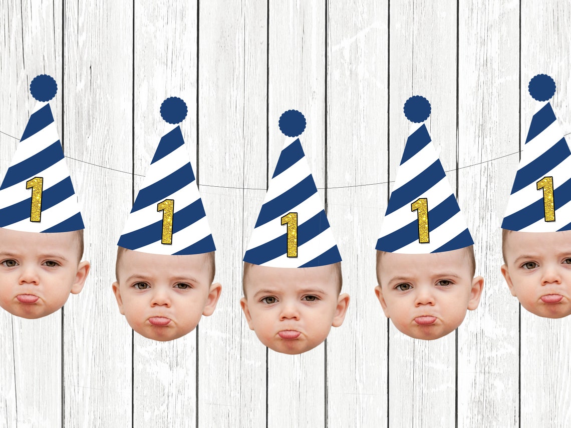 Personalized First Birthday Banner With Face 1st Birthday | Etsy