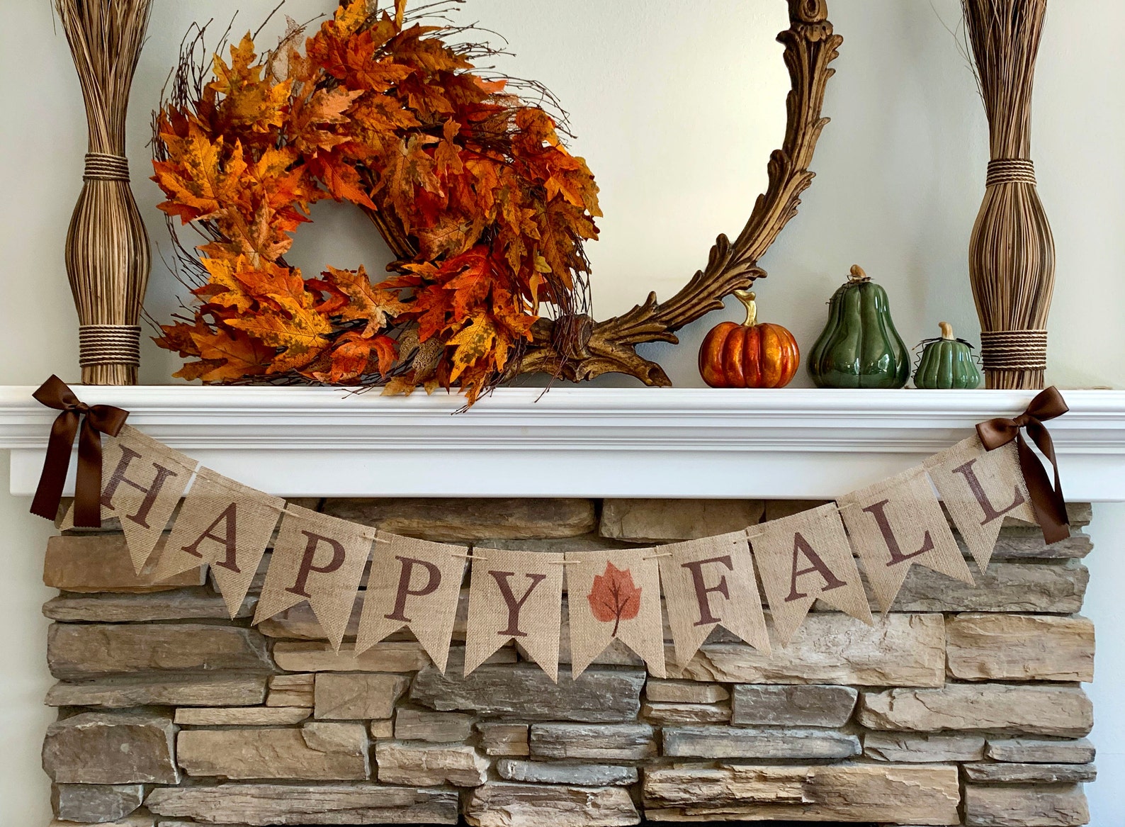 Happy Fall Burlap Banner Fall Decor Fall Banner Autumn - Etsy