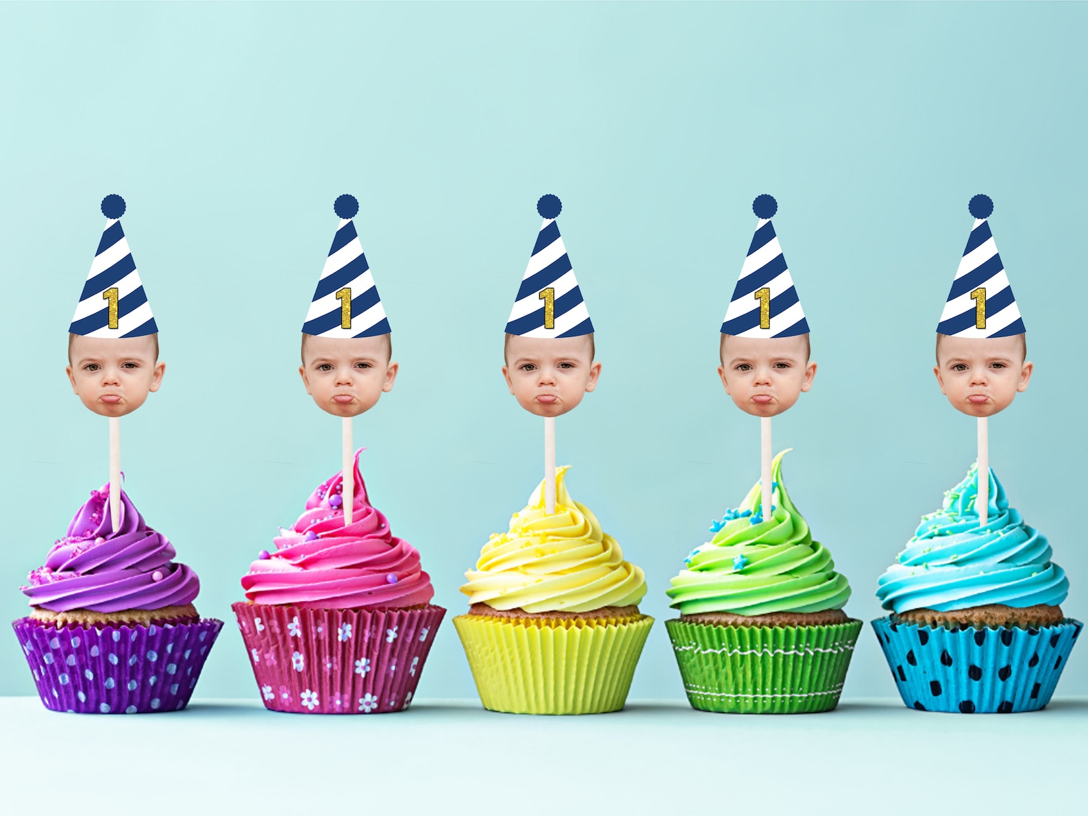 Personalized First Birthday Banner With Face 1st Birthday | Etsy