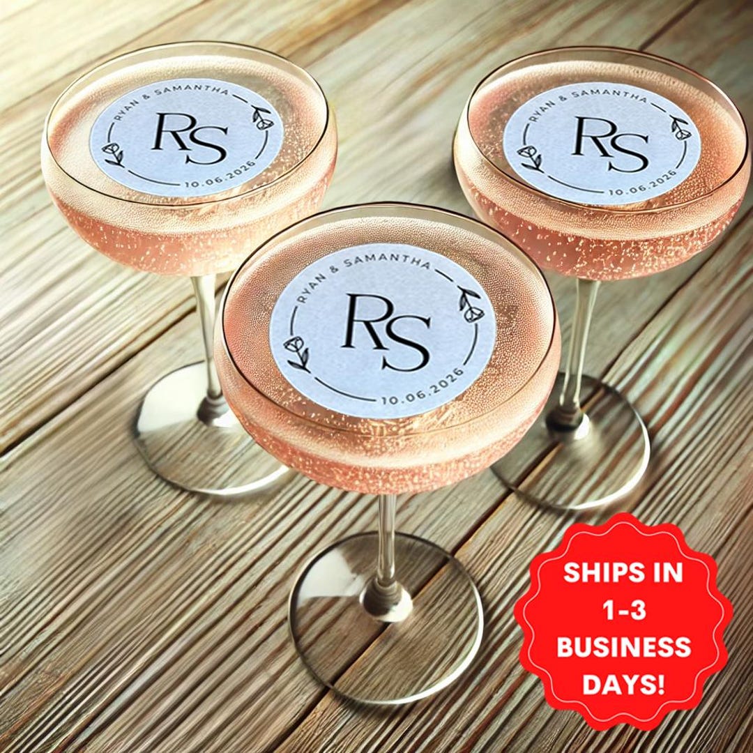 Monogram Edible Drink Toppers, Custom Cocktail Toppers for Wedding ...