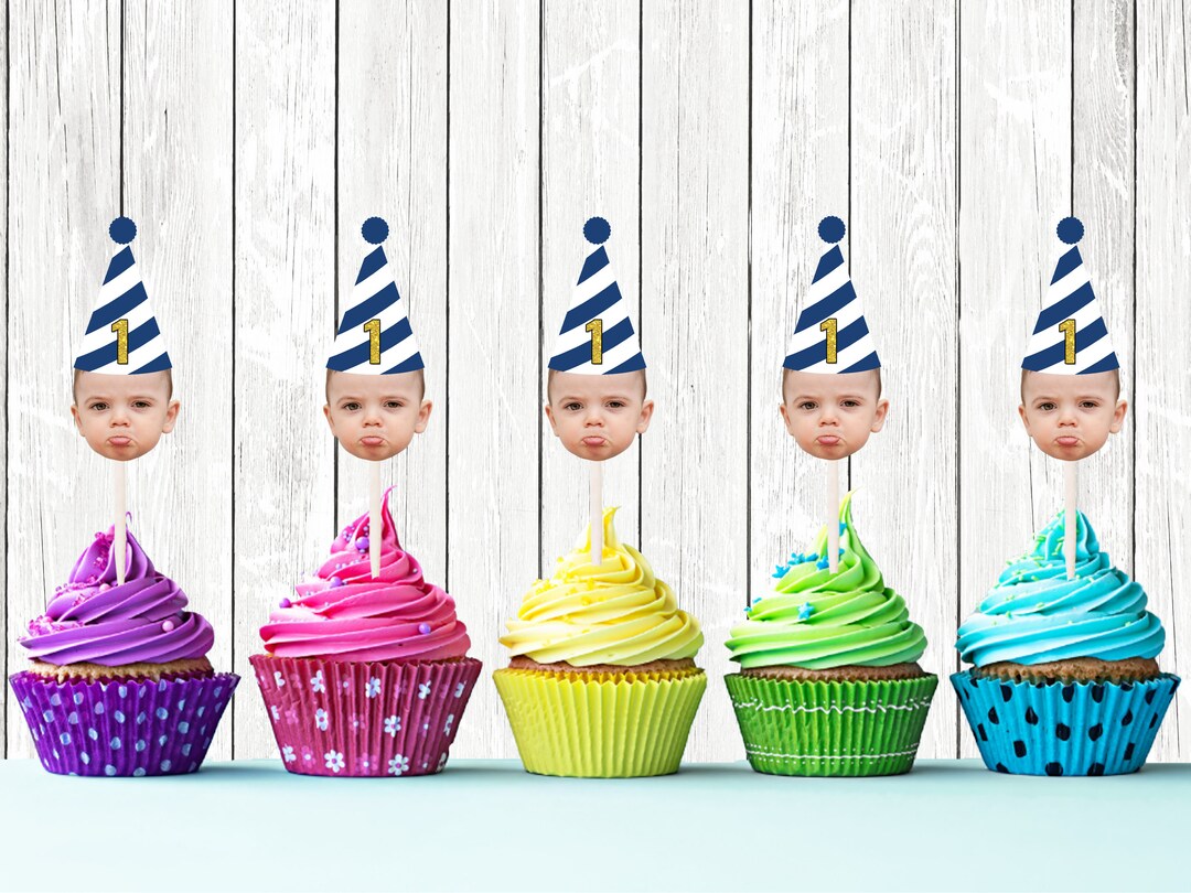 First Birthday Cupcake Toppers, Cupcake Toppers Photo, Cupcake Toppers ...