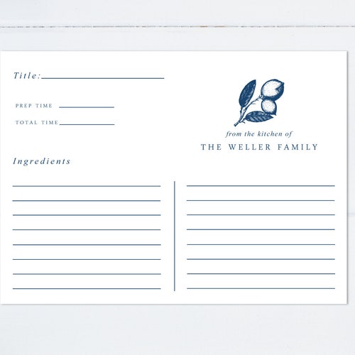 Printed Personalized Set of Recipe Cards Kitchen Personalized - Etsy