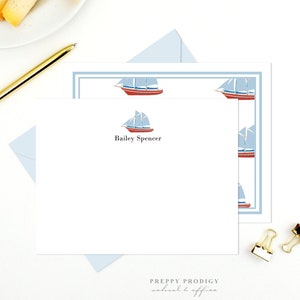 Personalized Nautical Ship Note Cards, Kids Stationery Set - Etsy