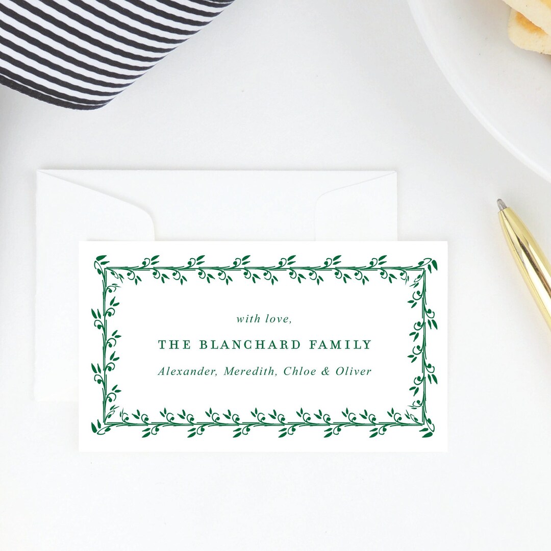 Gift Enclosure Cards / Enclosure Cards for Family / Leaf Border ...