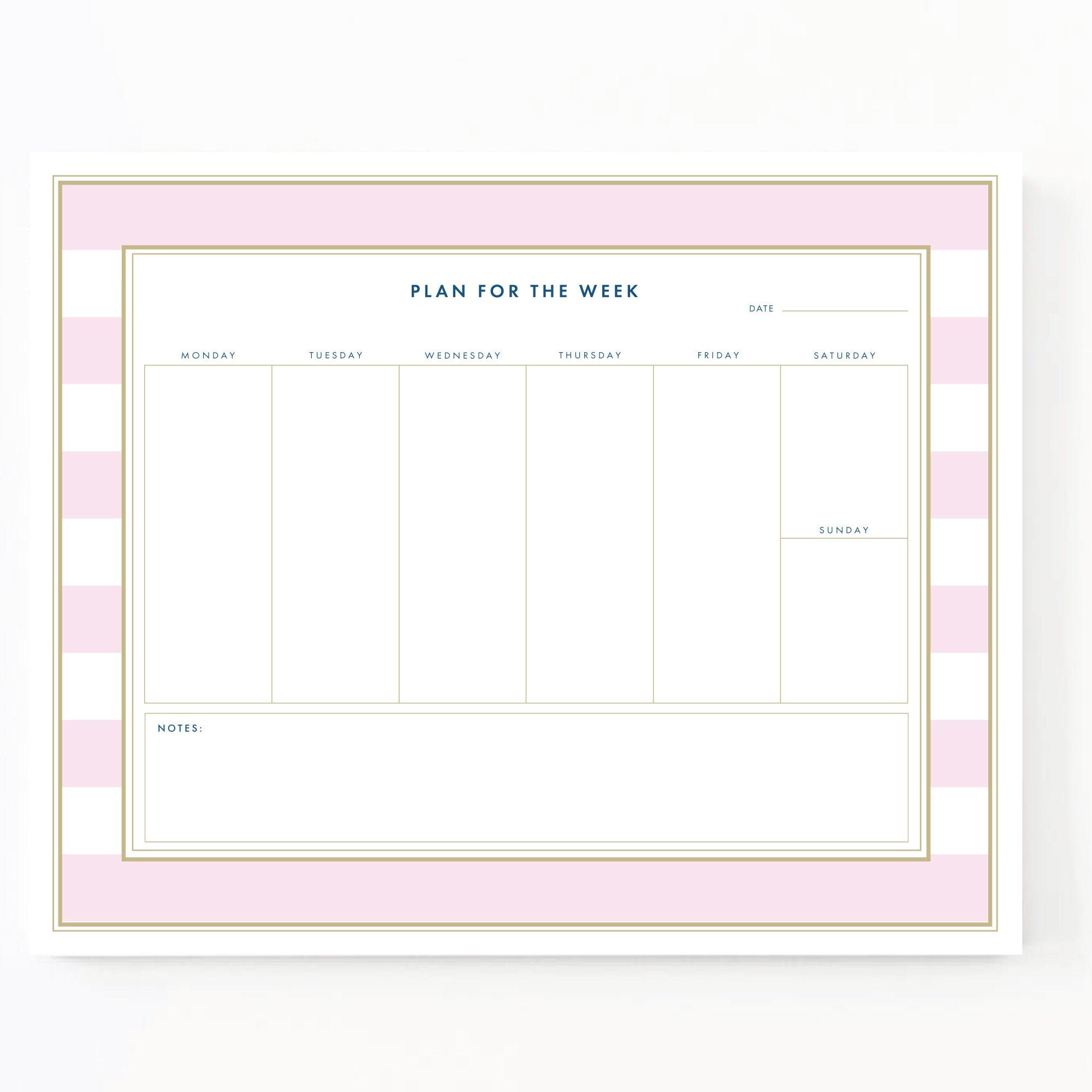 Weekly Planner Notepads Weekly Desktop Planner Week at a | Etsy