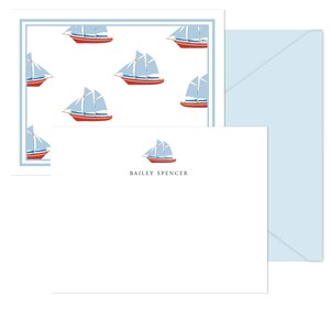 Personalized Nautical Ship Note Cards, Kids Stationery Set - Etsy