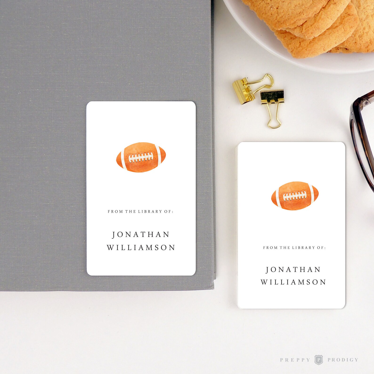 Personalized Bookplate Stickers Football Bookplates for | Etsy