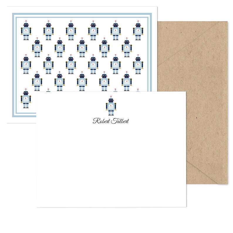 Personalized Robot Note Card Set, Kids Stationery - Etsy