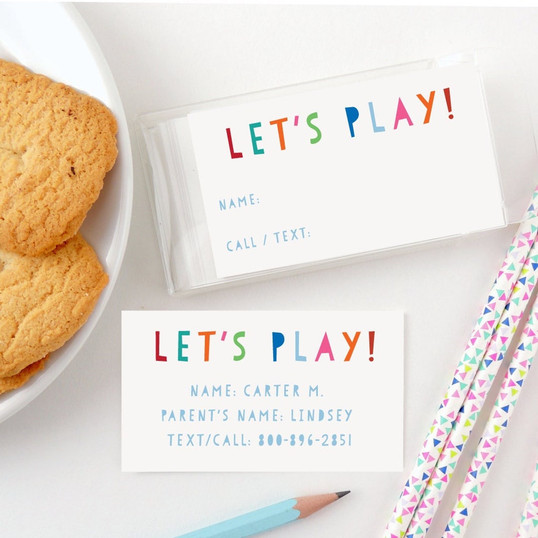 Play Date Calling Cards, Kids Calling Cards, Boys, Girls, Kids ...