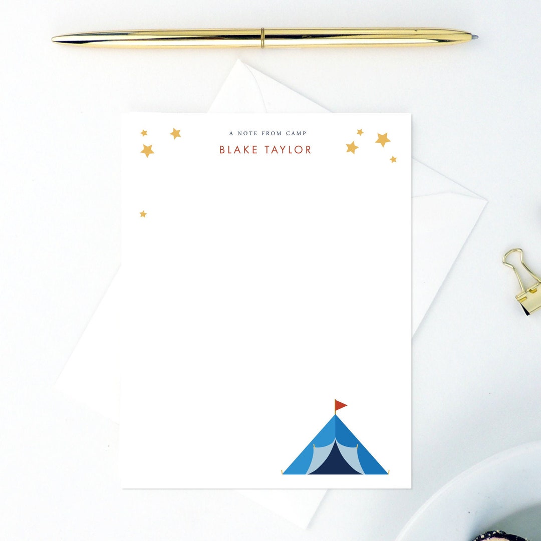 Personalized Camp Kids Note Cards, Camping Note Card Stationery Set ...