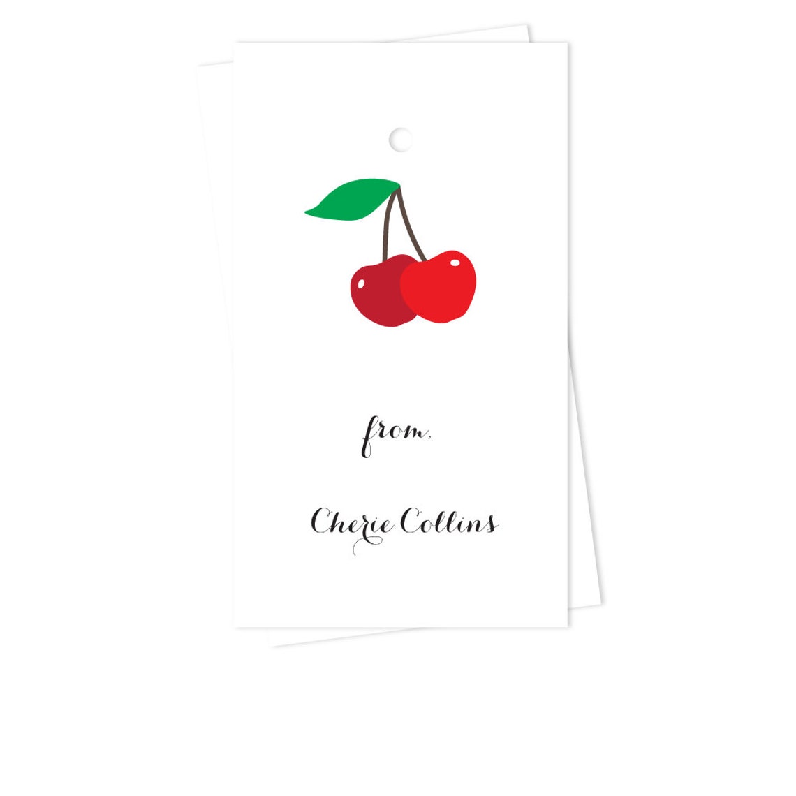Monogrammed Gift Tags - Red Cherry Personalized Enclosure Cards - Etsy