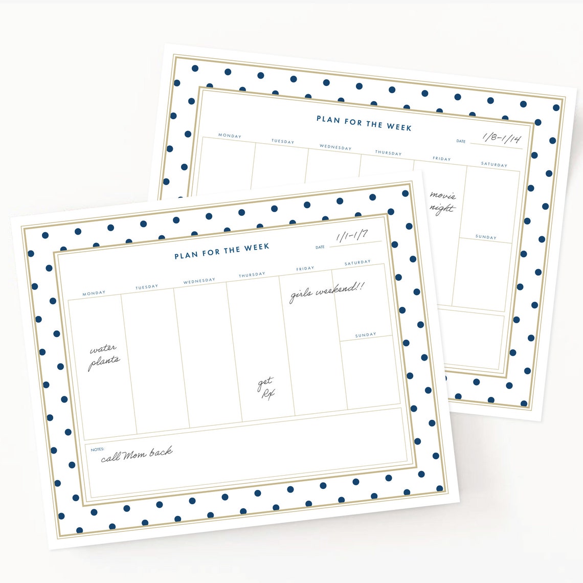 Weekly Planner Notepads Weekly Desktop Planner Week at a | Etsy