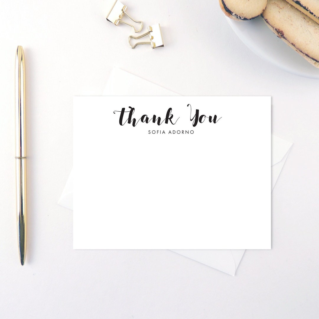 Personalized Thank You Note Card Set, Brush Script Stationery - Etsy