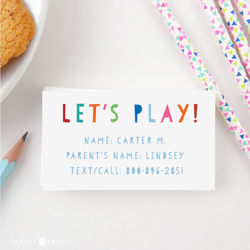 Play Date Calling Cards, Kids Calling Cards, Boys, Girls, Kids ...