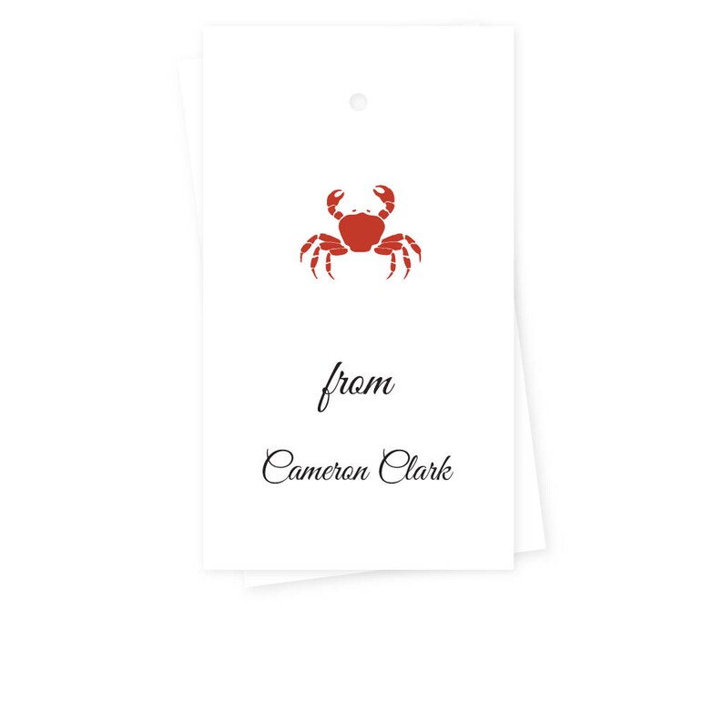 Monogrammed Nautical Crab Gift Tags - Personalized Favor Tags - Etsy