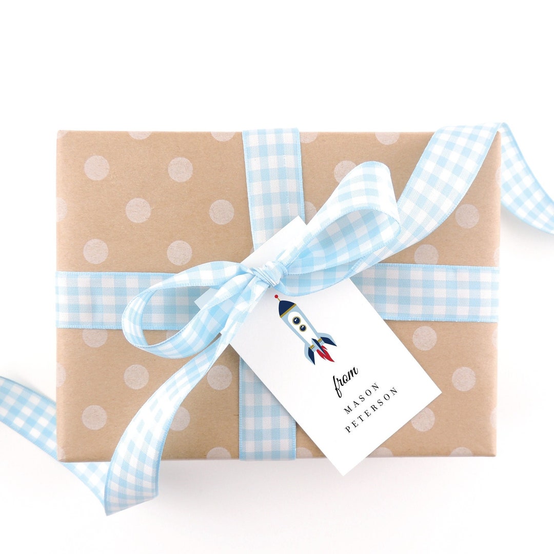 Personalized Rocket Ship Gift Tags, Kids Birthday Party Favors - Etsy