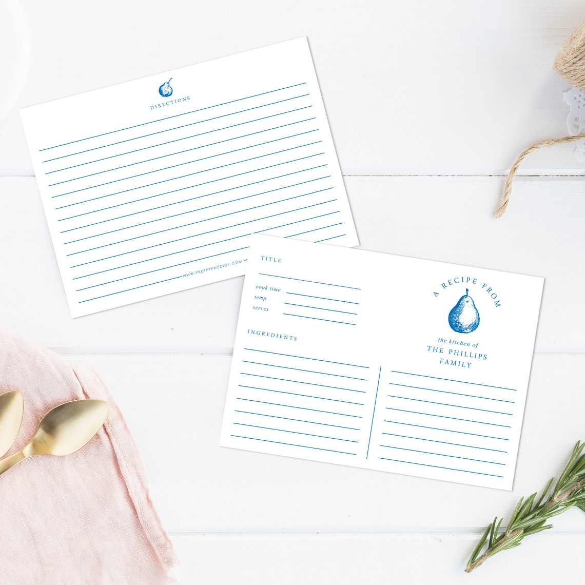 Printed Personalized Boxed Set of Recipe Cards, Recipe Kitchen Gift ...