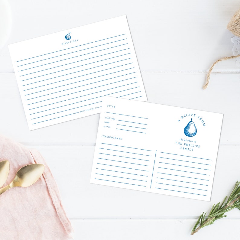 Printed Personalized Boxed Set of Recipe Cards Recipe Kitchen - Etsy