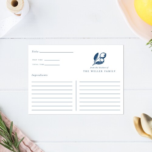 Printed Personalized Set of Recipe Cards Kitchen Personalized - Etsy