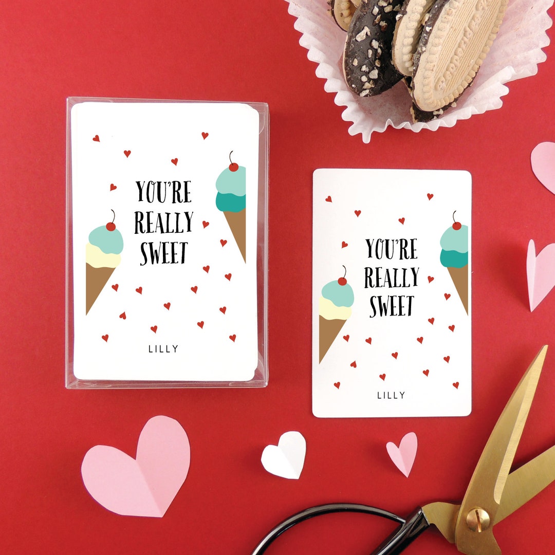 Personalized Kids Valentine Cards for School, Red Valentine's Day Cards ...