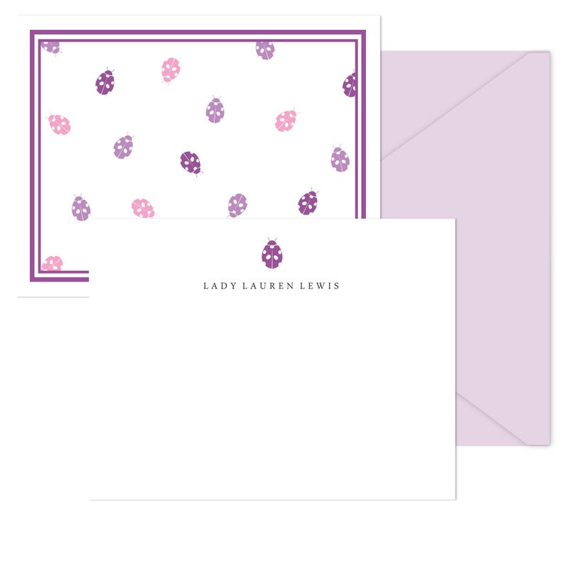 Personalized Ladybug Note Cards, Girls Stationery Set - Etsy