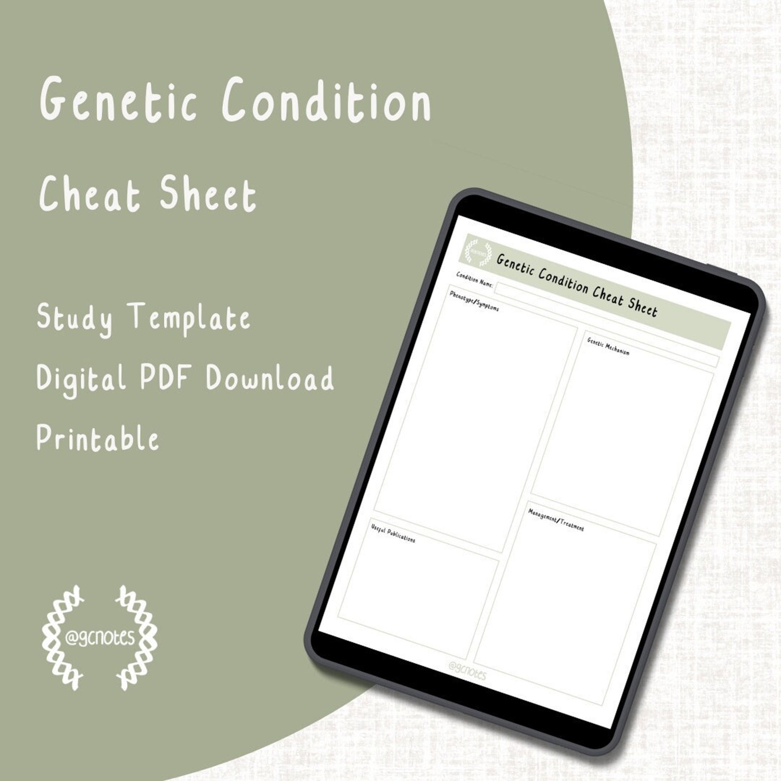 Genetic Condition Cheat Sheet | Printable A4 Digital Download - Etsy