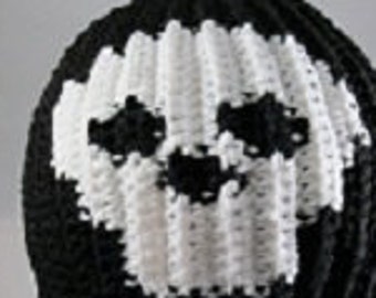 Crochet Black Skeleton Skull Skully Beanie Stocking Cap Hat | Etsy
