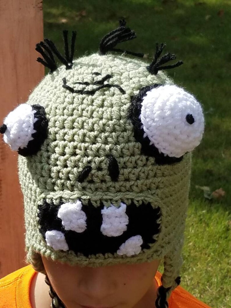 Zombie Crochet Hat Beanie Stocking Cap With Earflaps - Etsy