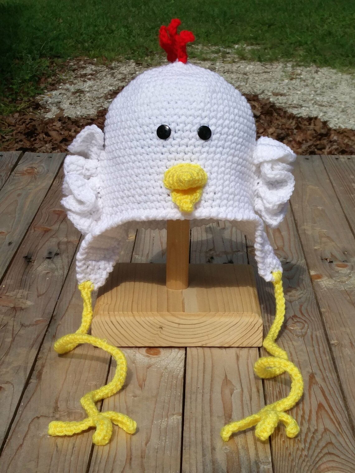 Crochet Chicken Hat With Earflaps and Feet for Tassels White - Etsy