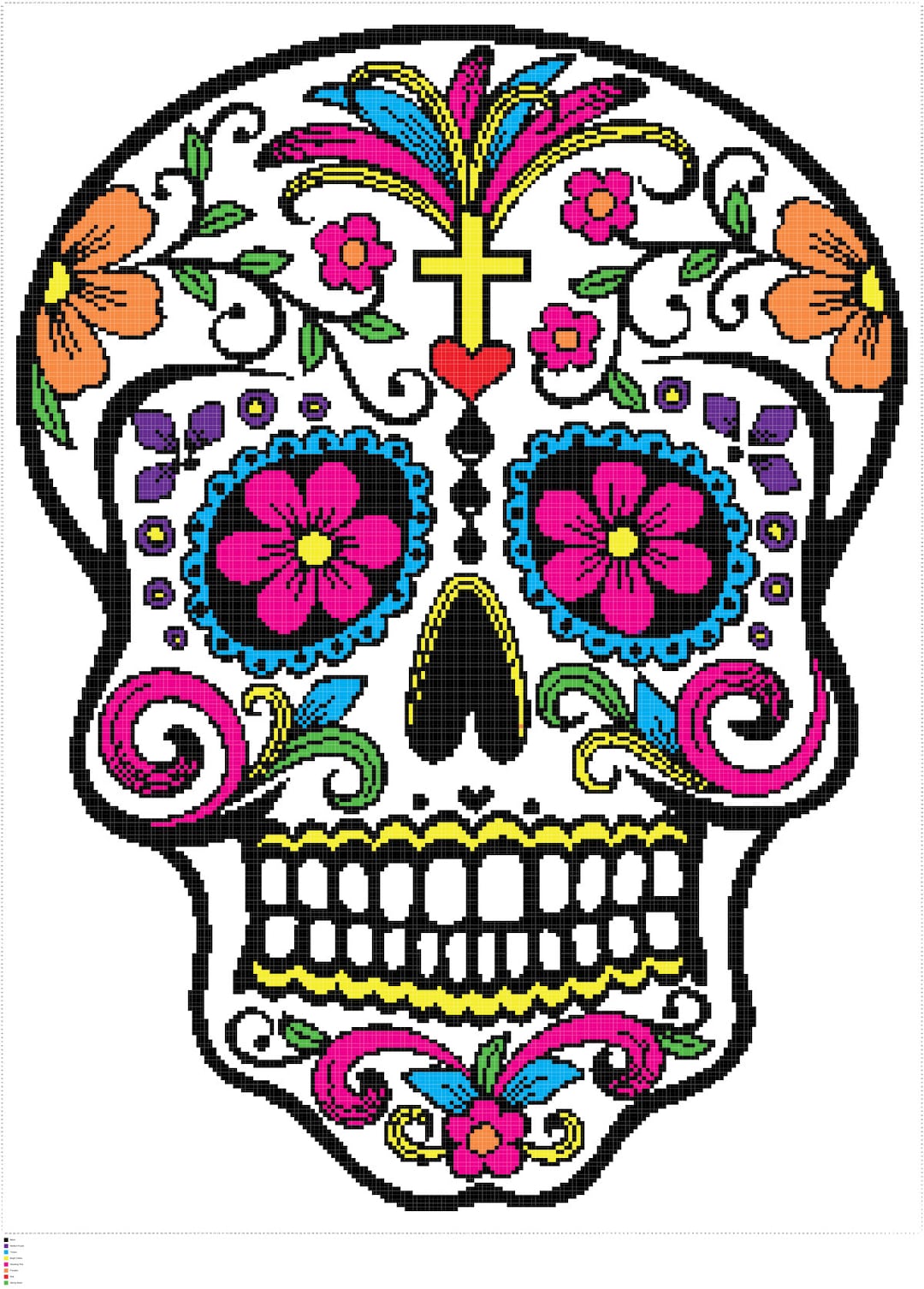 Sugar Skull With Cross Graph for Graphgahn - Chart and Written ...