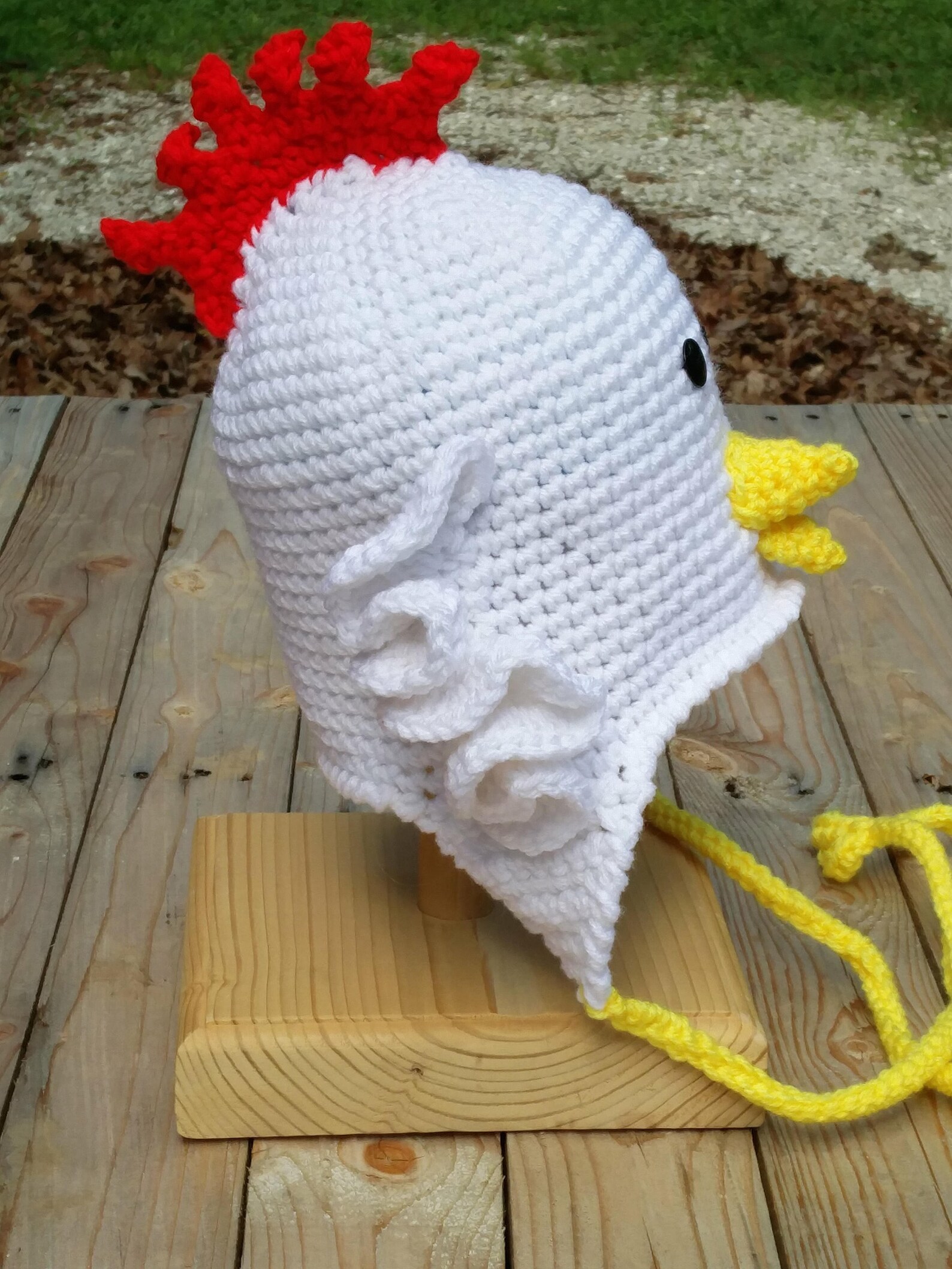 Crochet Chicken Hat With Earflaps and Feet for Tassels - White Chicken ...