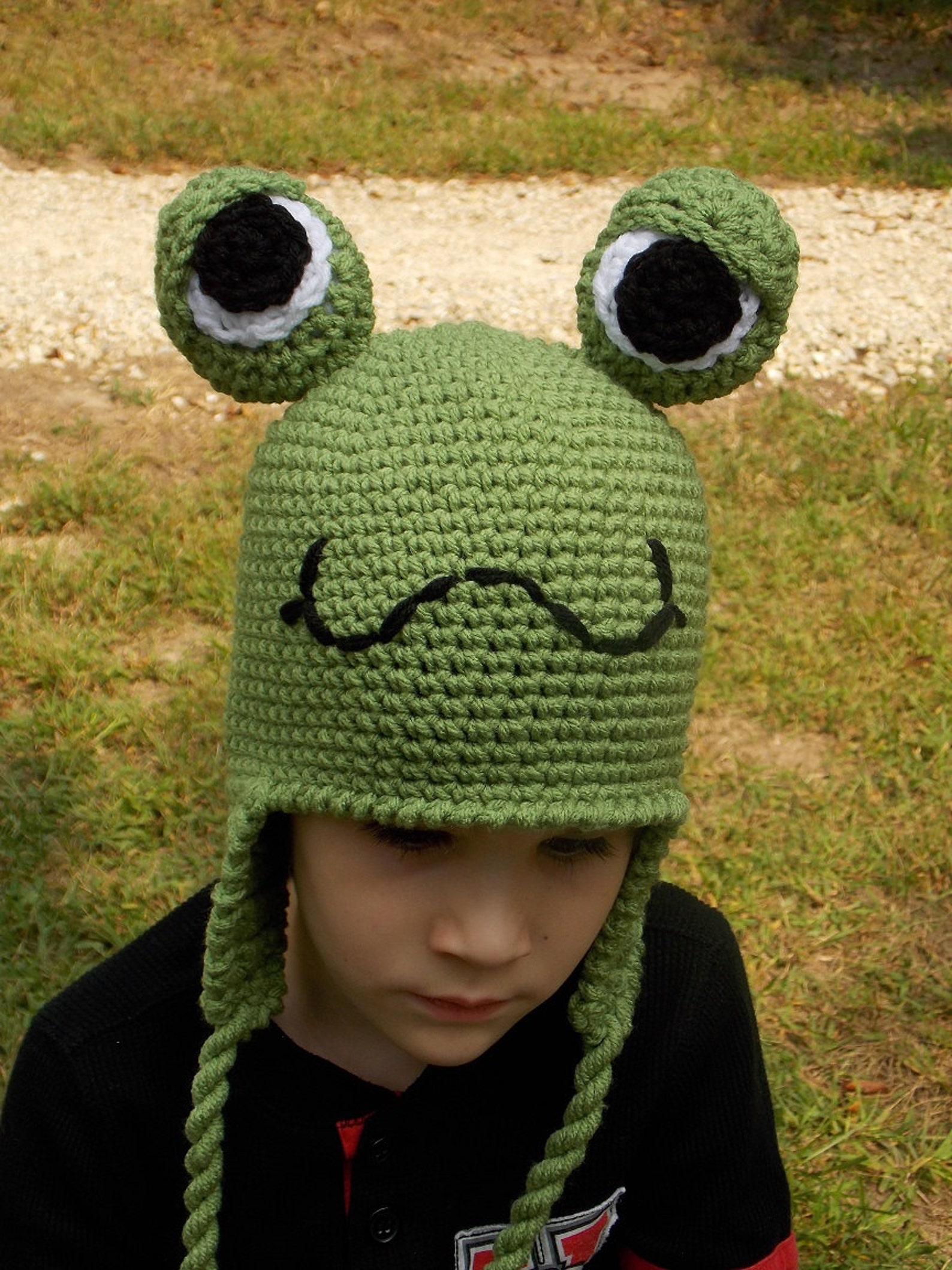 Green Frog Beanie, Hat, Stocking Cap With Earflaps - PDF Pattern Only ...