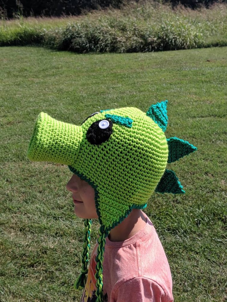 Green Repeater Peashooter Pea Shooter Crochet Hat Beanie Stocking Cap ...