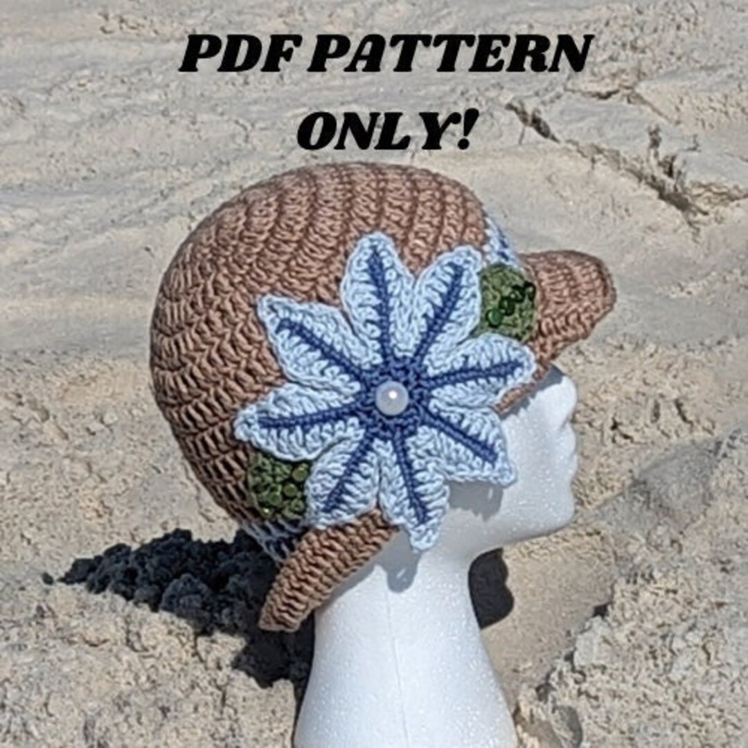 Crochet Easter Hat Bonnet Flower Cloche Panama Hat With Leaves and ...