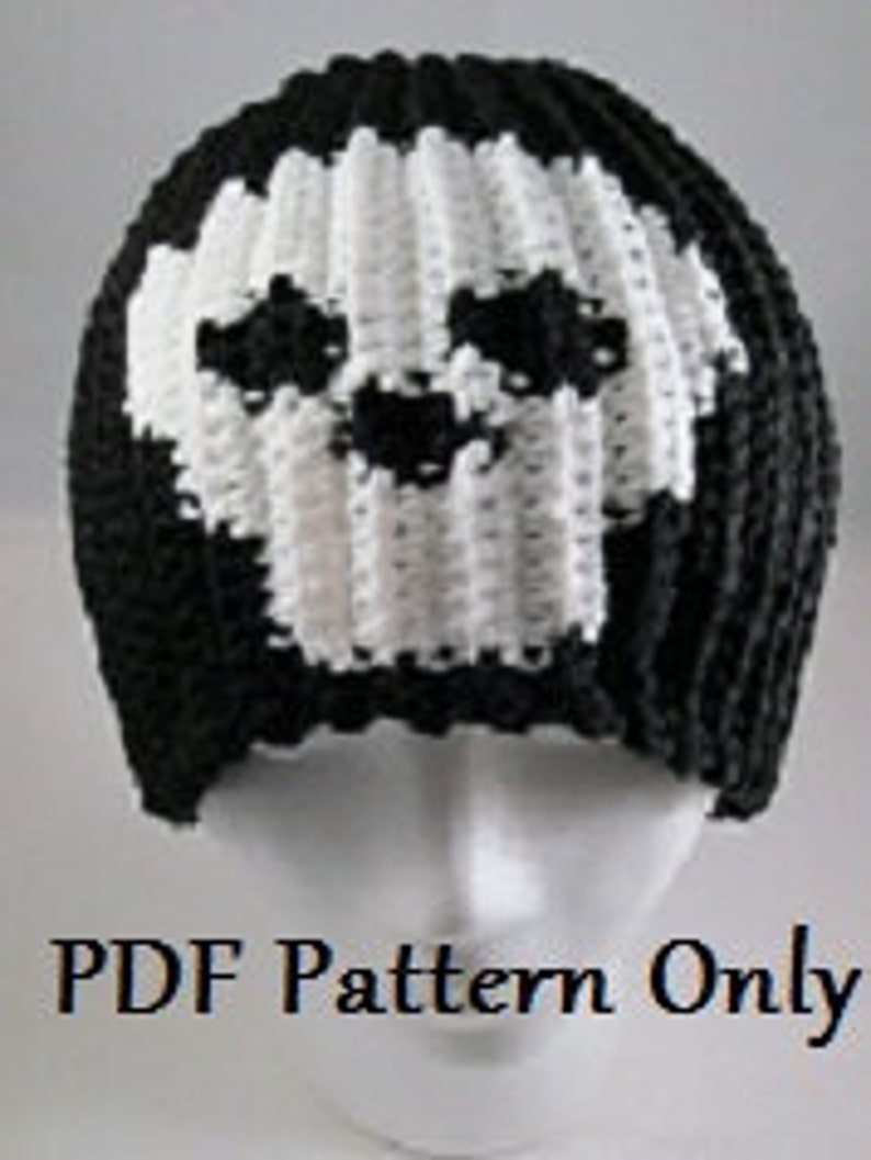 Crochet Black Skeleton Skull Skully Beanie Stocking Cap Hat - Men ...