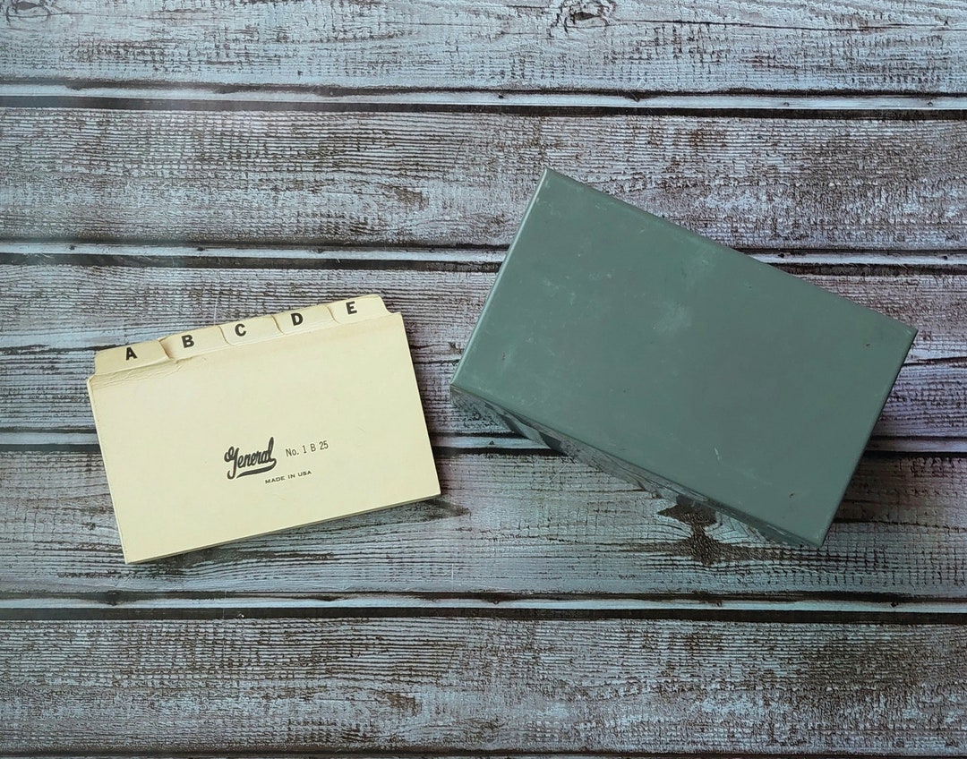 GWS Metal Card File Box Alphabetized Filing Cards Accepts 3 X 5 Index ...