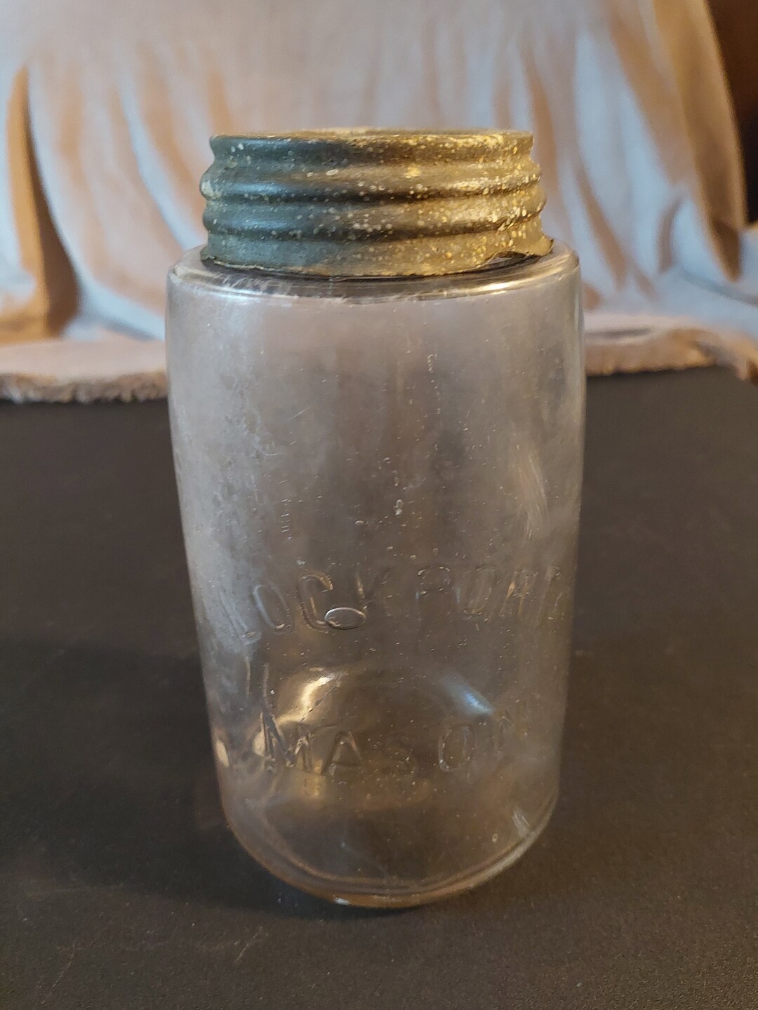 Lockport Mason Jar Zinc Screw Top Porcelain Milk Glass Disk Insert a ...