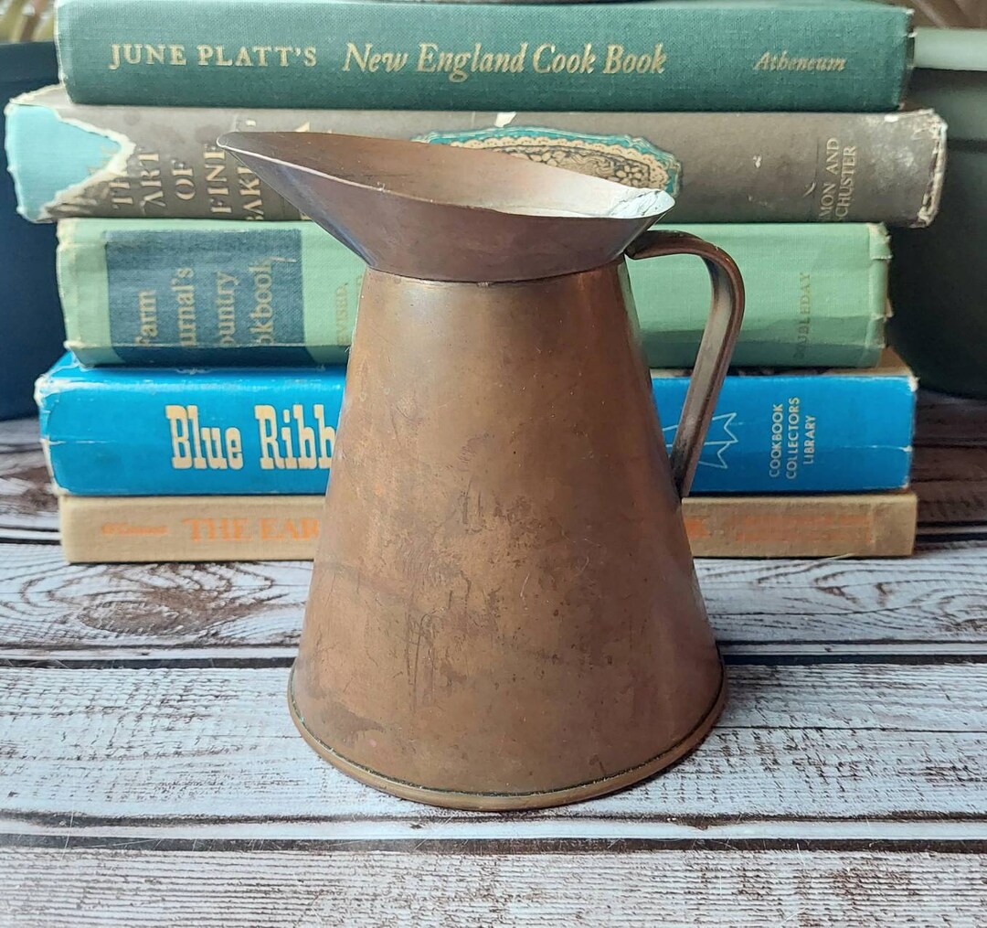 Rustic Farmhouse Pint Size Solid Copper Pitcher Wide Pouring - Etsy