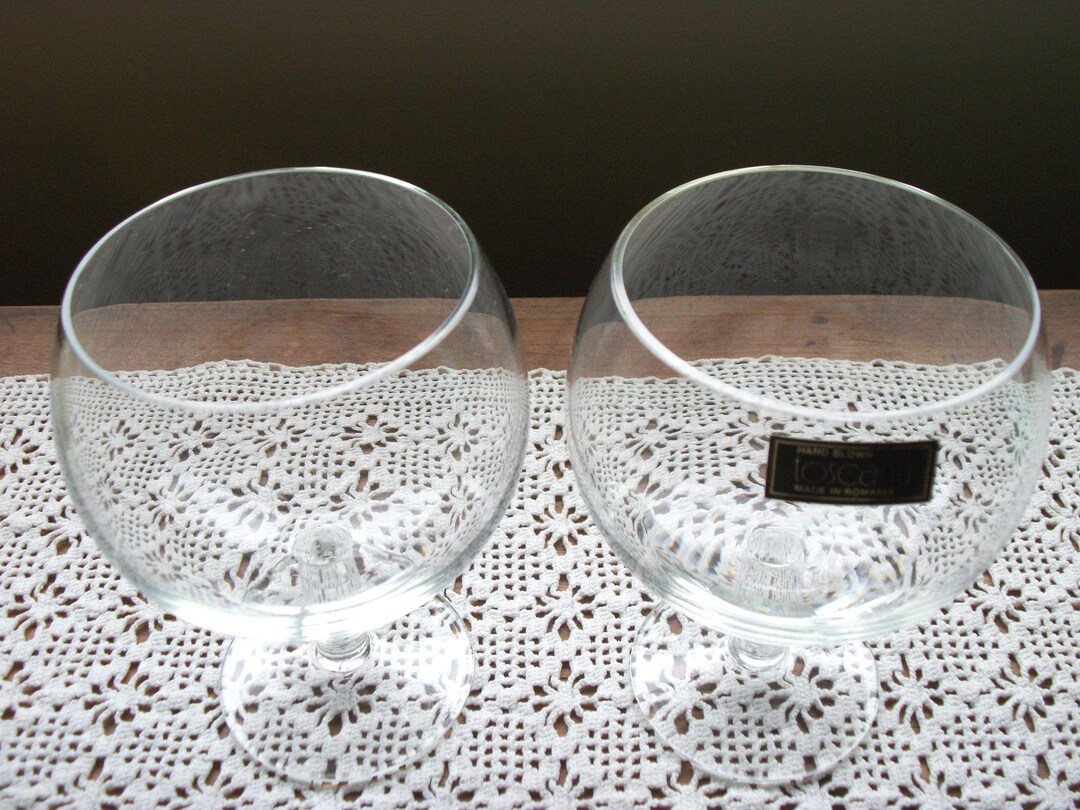 Pair of Very Fine Crystal Balloon Snifters Handcrafted in Romania by ...